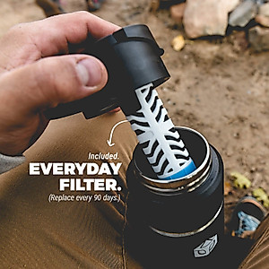 Aquamira Shift Filtered Water Bottle with Everyday Filter - Insulated and BPA-Free for Hiking, Camping, Backpacking, Travel and Emergency Survival Preparedness (Blue, 24oz)