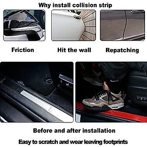 SINGARO 5D Carbon Fiber Car Film Vinyl Car Film Door Sill Protector, Car Bumper Door Sill Protector for Car Accessories, Compatible with Most Cars, Red (2inx33ft)