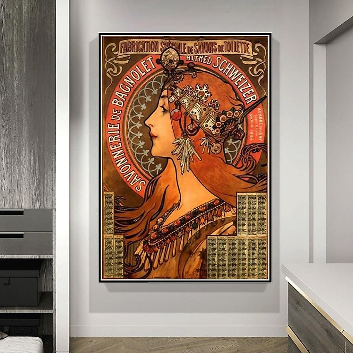 DIY Oil Painting Kit,Soap Factory of Bagnolet Painting by Alphonse Mucha Paint by Numbers Kit for Kids and Adults