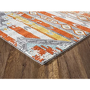 L'Baiet Ava Multicolor Orange Yellow Turquoise Boho Tribal Southwestern Indoor 8' x 10' Area Rug