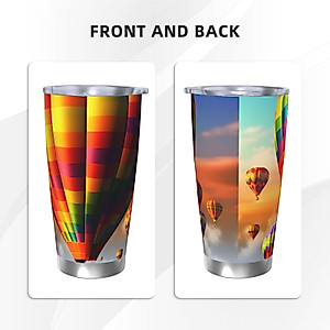 GDSHJKLW Hot Air Balloons Tumbler With Lid And Straw 20oz Stainless Steel Leakproof Travel Coffee Mug Double Wall Insulated Cup Gifts For Women Home Office