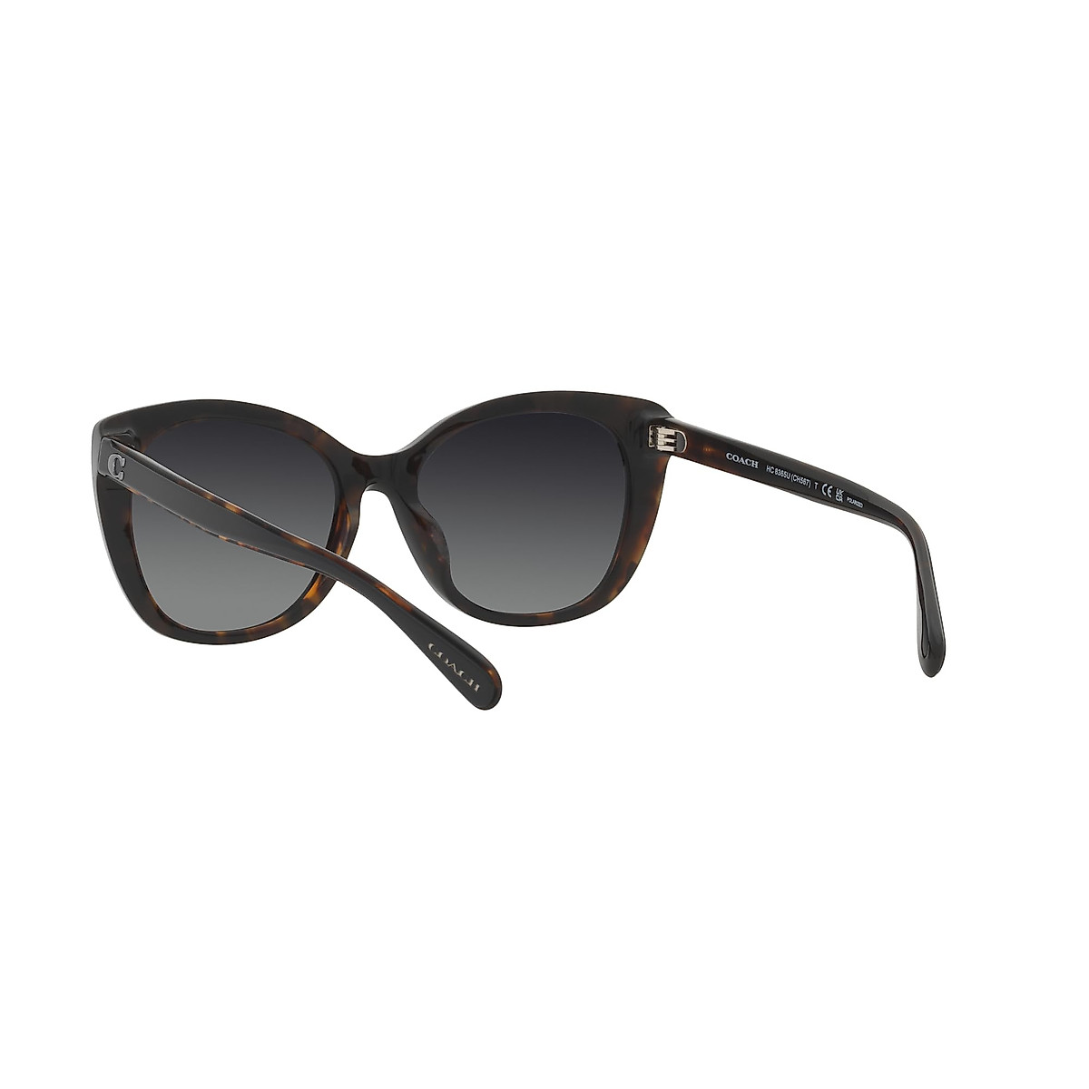 Coach HC8365U Universal Fit Sunglasses, Black/Dark Tortoise/Grey Gradient Polarized, 55 mm