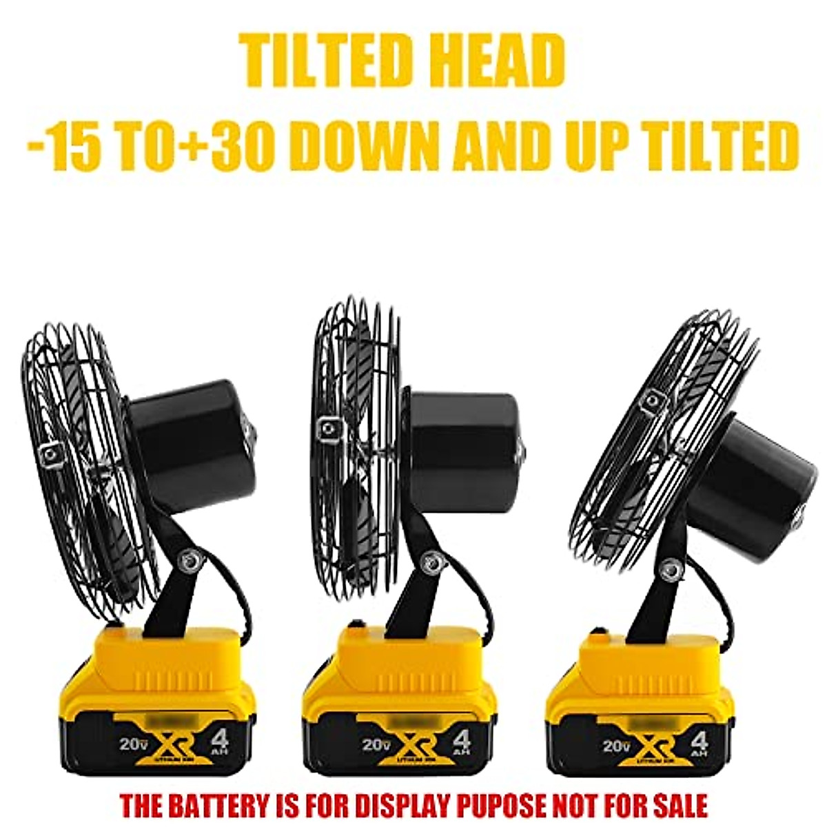 Portable Outdoor Sleek Jobsite Cordless Fan Compatible with DeWalt, Bucket Indoor Fans Operated Powered by DeWalt 20V Max Battery, Blow Heat and Cooling at Work,Tool Only