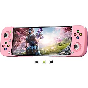Megadream Mobile Game Controller Gamepad for iPhone iOS Android PC: Works with iPhone 15/14/13/12/11/X, iPad, Samsung Galaxy, TCL, Tablet, Call of Duty, Roblox - Directly Play (Pink)
