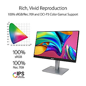 ASUS ProArt Display PA247CV 23.8 inch Monitor – IPS, Full HD (1920 x 1080), 100% sRGB, 100% Rec. 709, Color Accuracy ΔE < 2, Calman Verified, USB-C, Compatible With Laptop & Mac Monitor,BLACK