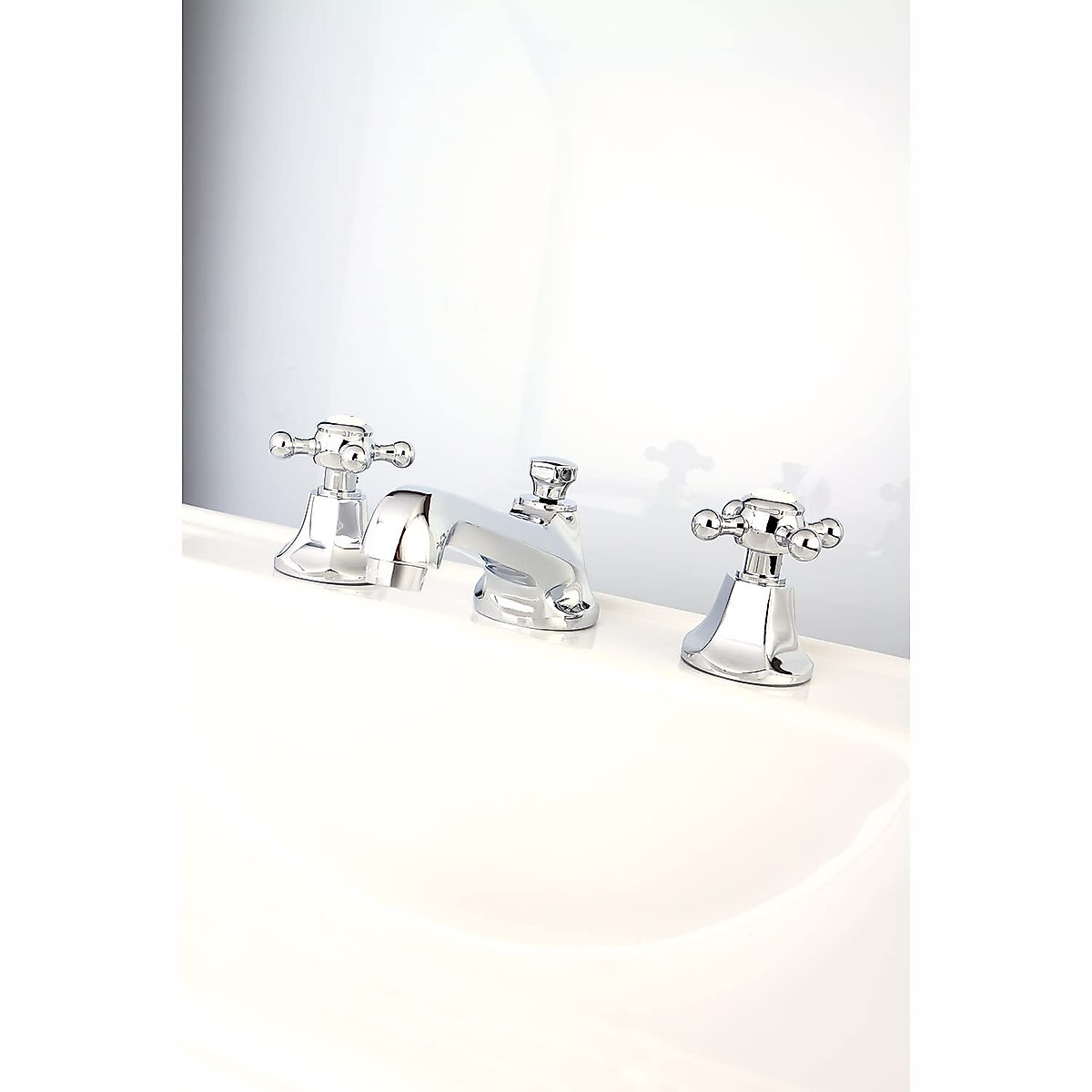 Kingston Brass KS4469BX Metropolitan Widespread Lavatory Faucet with Metal Cross Handle, Brushed Nickel and Polished Brass