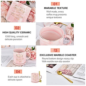 The Best Moms Get Promoted to Grandma Mug, Mother's Day Gifts for Grandma, Best Grandma Gift from Grandson Granddaughter, Funny Coffee Mug for Grandma, Grandma Mugs 12Oz with Box and Spoon Coaster