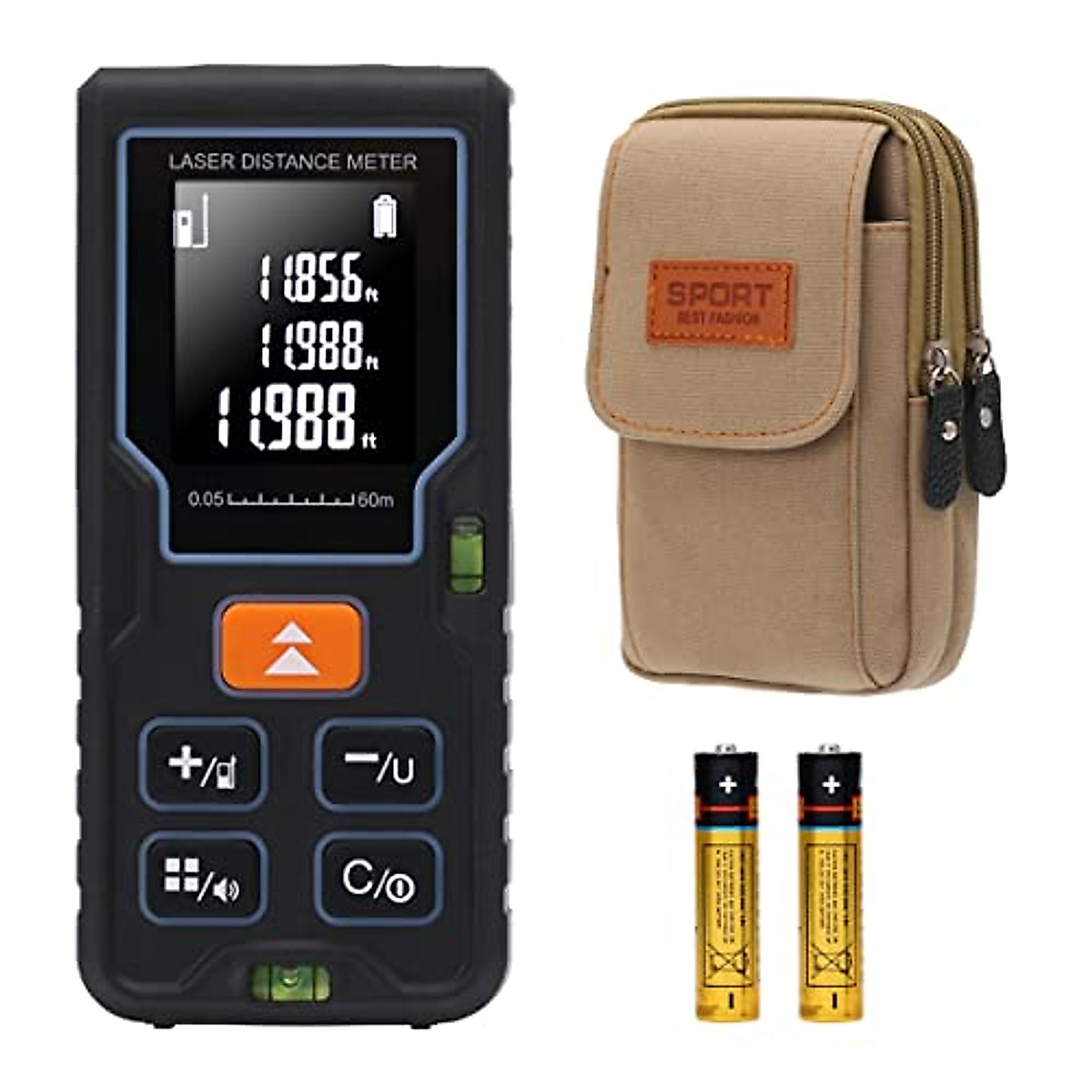 Laser Measurement Tool 196ft/60m Laser Tape Measure Laser Distance Measure Laser Measuring Tape Laser Distance Meter Laser Measuring Device Range Finder Digital Tape Measure with Laser
