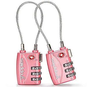 TSA Approved Luggage Locks, Easy Re-settable Combination Backpack Lock, Travel Lock for Suitcase, 1,2 & 4 Pack (Pink 2 Pack)