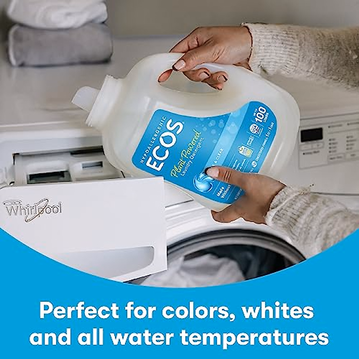 ECOS Laundry Detergent Liquid, 100 Loads - Dermatologist Tested Laundry Soap - Hypoallergenic, EPA Safer Choice Certified, Plant-Powered - Free & Clear, 100 Fl Oz