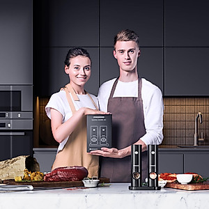 Moocoo Upgraded Electric Salt and Pepper Grinder Set with Fast Rechargeable Base & LED Light, Large Capacity, Adjustable Coarseness, Automatic One Hand Operated Salt Pepper Mill Grinder Refillable