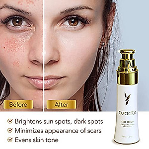 PURA D'OR Face Serum Collagen Whitening Moisturizer (30mL) - Whitens & Brightens Skin For Radiant, Firmer, Sharper Looking Complexion, Reduces the Appearance of Fine Lines & Wrinkles - For Face & Neck