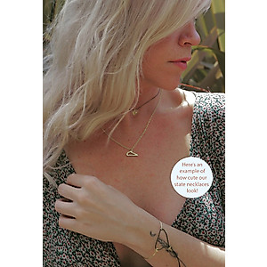 Lucky Feather Texas Shaped State Necklace, 14K Gold-Dipped Pendant on Adjustable 16”-18” Chain