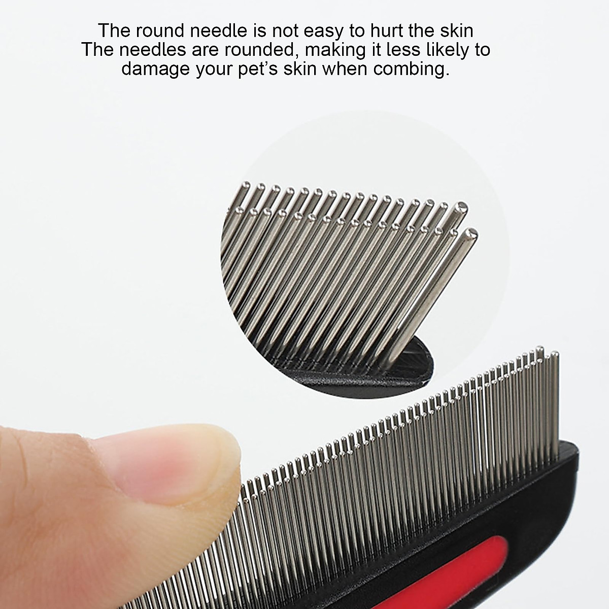 Flea Comb with Rubber Handle, Flea and Tick Comb for Dogs & Cats, Dog Hair Comb Double-Row Cat Flea Combs, Tick Removal Pet Grooming Supplies