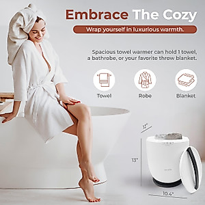 SereneLife Counter Towel Warmer Bucket - with Customized Fragrance for Spa and Bathroom, Luxury Towel Heater, Auto Shut off, Fits 1 large Towel, Blanket, Bathrobe, PJs (Black)