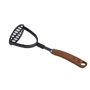 IMUSA USA Bean Masher With Wood Look Handle,Black/Woodlook