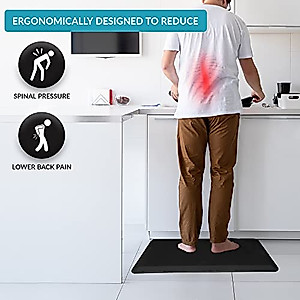 Keeble Outlets Anti Fatigue Kitchen Mat | 20x39 inch Black Foam Chef Mat | Non-Slip Washable Cushioned for Comfort | Ideal Kitchen Rugs for Floor and Anti Fatigue Relief