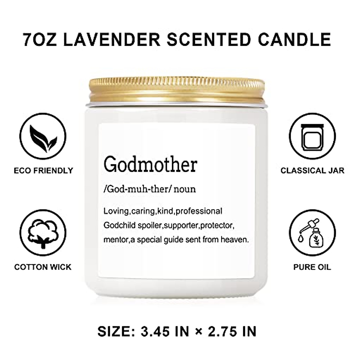 Godmother Gifts, Godmother Gifts for Women, Mothers Day Gift for Godmother - Birthday, Christmas Gifts for Godmother, Godmother Definition Gifts, Godmother Baptism Gifts - 7 oz Lavender Scented Candle