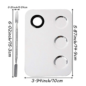 2 Pack Makeup Palette with Spatula, Stainless Steel 3-well Cosmetic Palette and Butterfly Makeup Palette, Nail-art Mixing Blending Makeup Tools for Eye Shadow, Eyelash, Lipsticks, Nail Art