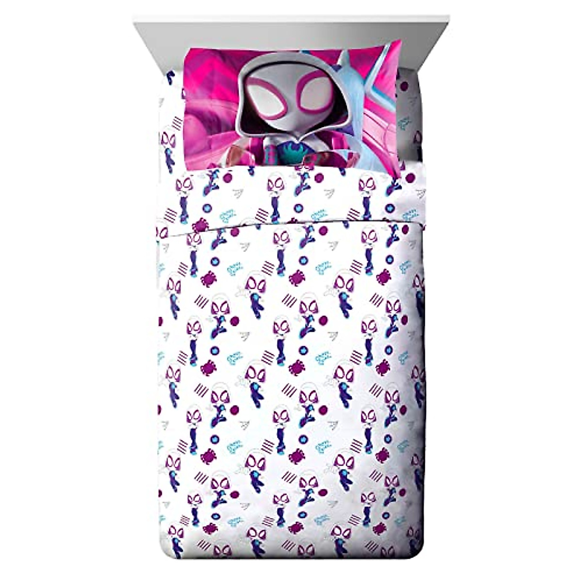 Marvel Spidey & His Amazing Friends Ghost Spider Gwen Twin Size Sheet Set - Super Soft Kids 3 Piece Bedding Set - Fade Resistant Microfiber Sheets