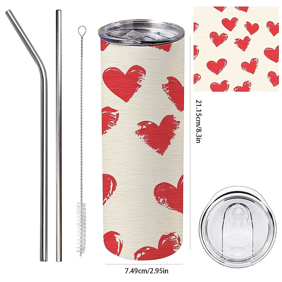 Medpol love kisses valentines insulated tumblers coffee cup Gift，love kisses valentines Drinking Glasses-Tea Cup-Coffee Mug tumbler with lid and straw 20 oz insulated tumbler cups