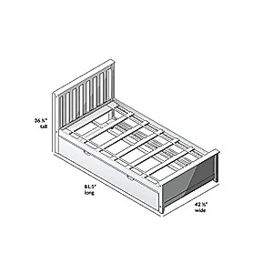 Max & Lily Twin Bed, Wood Bed Frame with Headboard For Kids with Trundle, Slatted, White
