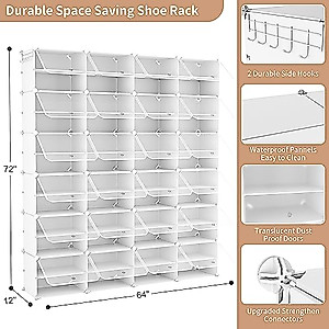 ROJASOP Shoe Storage Cabinet, 12-Tier Shoe Organizer 96 Pairs Extra Large Plastic Shoe Rack with Covers Portable Shoe Rack Organizer with Doors Big Shoe Rack for Closet Entryway Bedroom