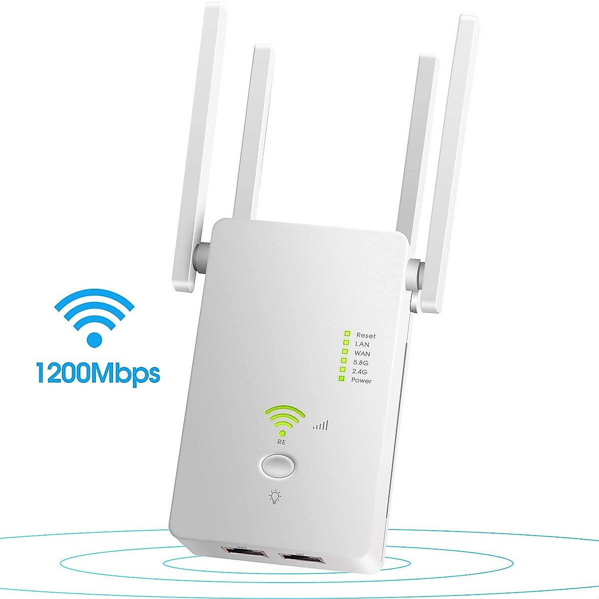 WiFi Range Extender Signal Booster Covers Up to 2640 Sq.ft and 25 Devices, Up to 1200Mbps Dual Band WiFi Repeater with Ethernet Port Internet Booster for Home