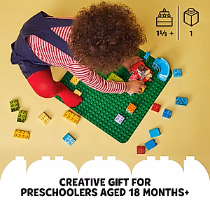 LEGO DUPLO Green Building Plate, 24x24 Stud Foundation for Toddlers to Build, Play, and Display Their Brick Creations, Baseplate Construction Toy for Kids, 10980