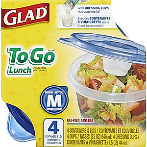 Glad Food Storage Containers - To Go Lunch Containers - 32 Ounce - 4 Containers