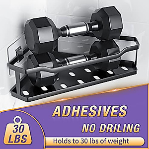 WCOLUE 2 Pack Corner Shower Caddy, No Drilling Shower Organizer Shelves with 3 hooks and 4 Back Traceless Adhesive, SUS304 Stainless Steel Black Shower Shelf for Bathroom, Dorm, Toilet, Kitchen