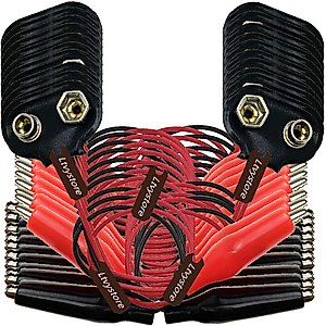 Ltvystore 9V Battery Snap with Alligator Clips, 20Pcs 9 Volts Battery Clip to Dual Alligator Clip Adapter Cable 7.17Inch