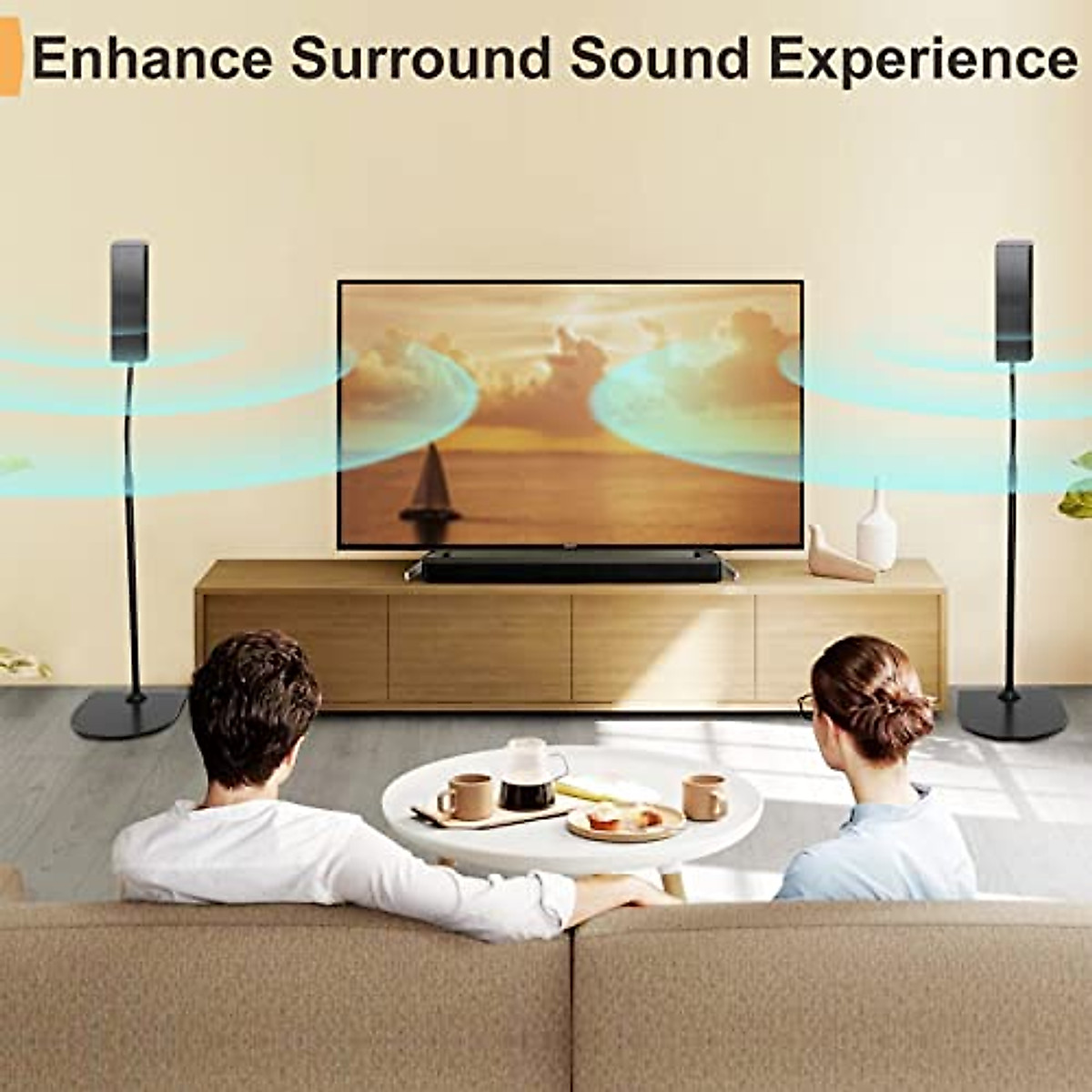 Maozhren Adjustable Stand for Bose Speaker Stands, for Bose OmniJewel Lifestyle 650, Surround Speaker 700, Floor Speaker Stand for Bose OmniJewel Floor Stand, with OmniJewel Bracket, Black (Pack of 2)