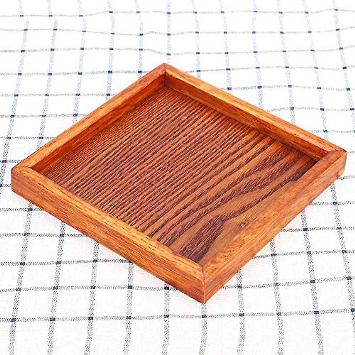 Tea Tray Wood Small Portable Square Shape Solid Wood Tea Coffee Snack Food Dinning Serving Tray Plate(12.5 x 12.5 x 2cm / 4.92 x 4.92 x 0.78 inch)