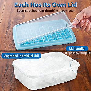 ARTLEO Ice Cube Tray with Lid and Storage Bin for Freezer, Easy-Release 55 Mini Nugget Ice Tray with Spill-Resistant Cover, Container, Scoop, Flexible Durable Plastic Ice Mold & Bucket, BPA Free
