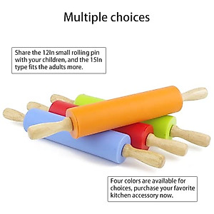 Remeel Silicone Rolling Pin for Baking Non-stick Rolling Pin Dough Roller Wooden Handle Kitchen Accessories Pastry Roller