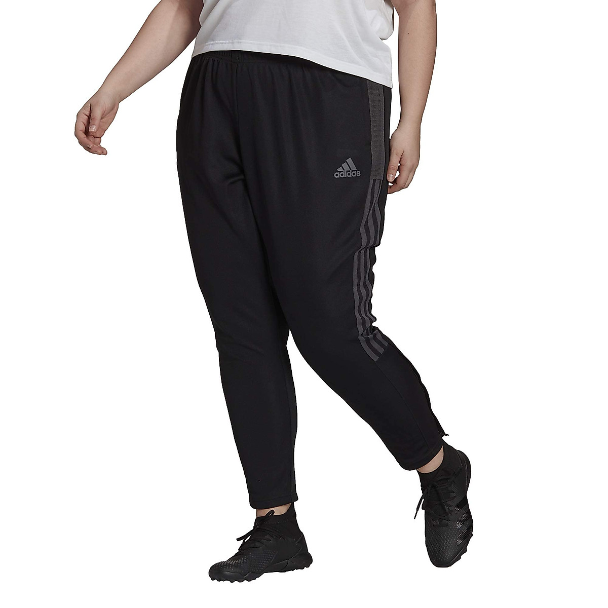 adidas womens Tiro 21 Track Pants Black/Dark Grey 2X