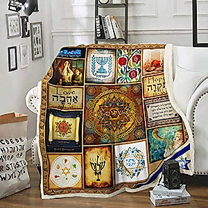 Messianic Seal Sherpa Blanket, Blanketed for Jewish P657, Adult Fleece Throw Blankets Bedding Blanket Reversible All Season Usage-Decorative Blanketed-Artwork Sherpa Blanket-Jewish's Gifts
