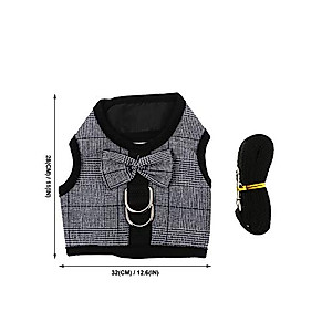 Cat Harness, Rabbit Harness with Leash Soft Mesh Vest Harness Clothes for Rabbit Ferret Bunny Kitten Guinea Pig Walking (S, Black)