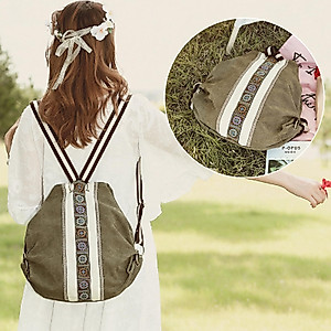 Women Canvas Backpack Daypack Casual Shoulder Bag, Vintage Heavy-duty Anti-theft Travel Backpack