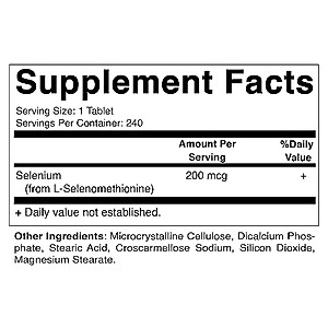 Vitamatic Yeast Free Selenium 200mcg as Selenomethionine Supplement Essential Trace Mineral with Superior Absorption 240 Tablets