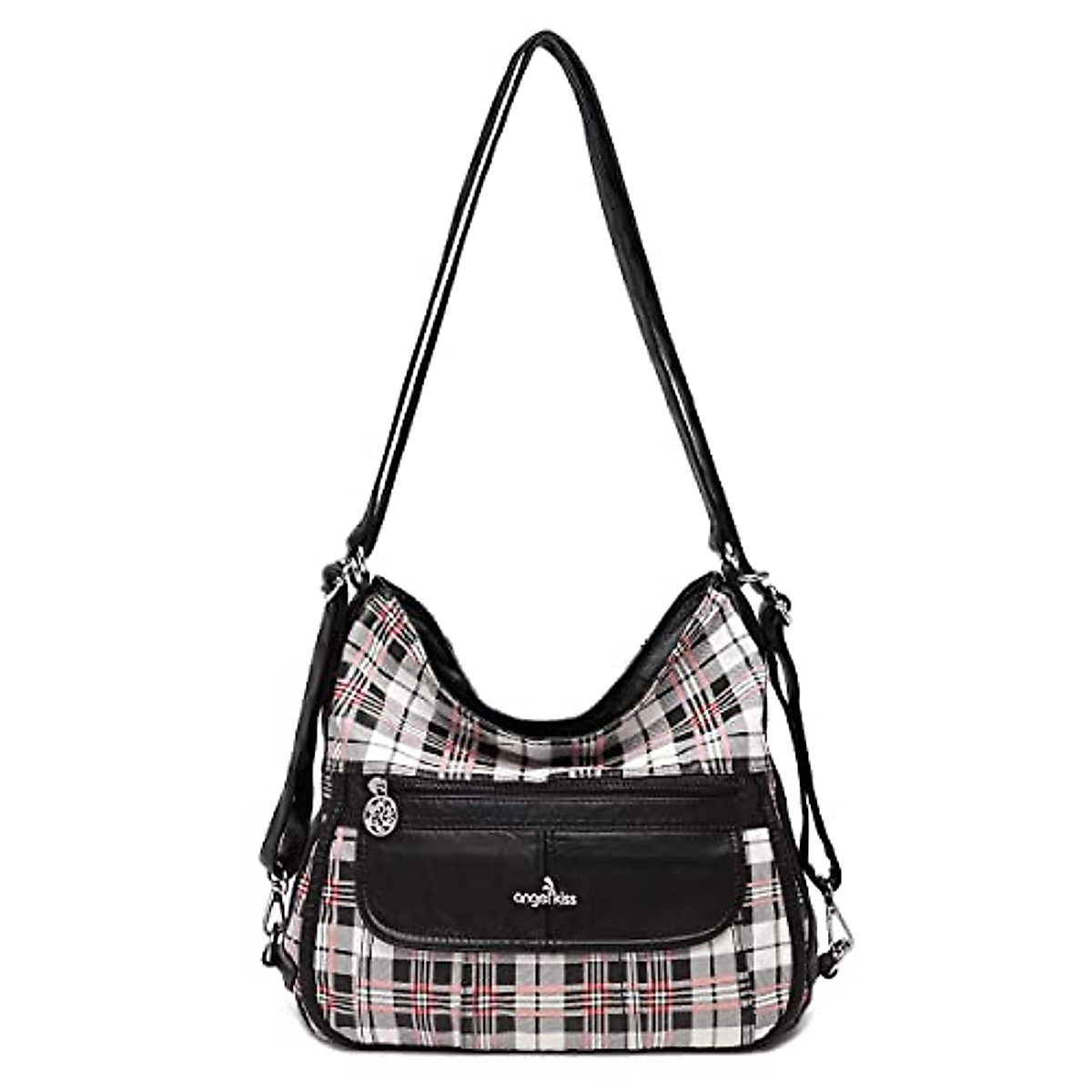 Women Handbag Purse Soft Vegan Leather Shoulder Crossbody Bag;Women Hobo Bag-White/Black