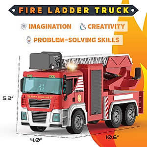 Take Apart Fire Truck Toy - 125 Pcs 2-in-1 STEM Building Kit Toy w/Drill - DIY Friction Power Firefighter Toy Building Set for Kids w/Light & Sounds, Boys & Girls, Ages 4 5 6 7 8 Years Old