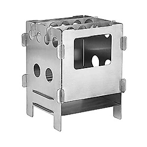 JAHH Simple Outdoor Camping Hiking Ultralight Titanium Wood Stove Multi-Fuels BBQ Stove