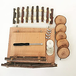 Fhiny Hamster Climbing Toys, 2 Layer Wooden Activity Platform with Bridge Hanging Playground Cage Accessories Hamster Wood Chewing Toys for Dwarf Hamsters Gerbils Small Pets