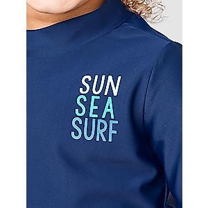 Simple Joys by Carter's Boys' Swimsuit Trunk and Rashguard Set, Navy White Tropical, 2T