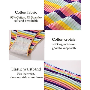 FINETOO Cotton Underwear for Women Bikini Panties High Cut Colorful Stripes Sexy Ladies Hipster Cheeky Panty 9 Pack S-XL