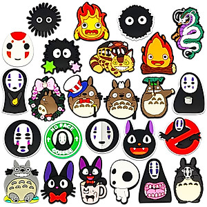 25Pcs Anime Shoe Charms for Croc Bubble Slides Sandals Clogs, Japanese Cartoon Shoe Decorations for Women Men Adult Girls