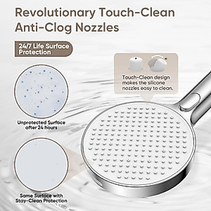 LEIVI High Pressure Shower Head, 4-mode Handheld Showerheads with 70 Inch Stainless Steel Hose, Built-in Power Wash to Clean Tub, Tile & Pets, Anti-clog Nozzles, Adjustable Bracket, Chrome