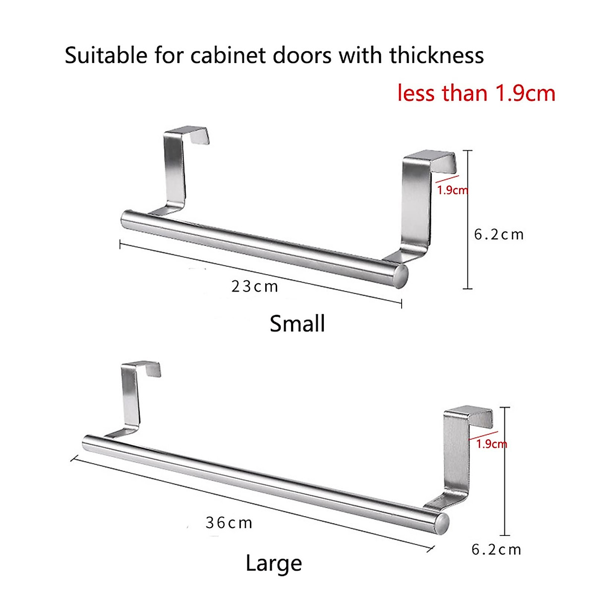 ZZZYW Stainless Steel Towel Rack Bathroom Towel Rack Kitchen Cabinet Door Hanging Storage Rack Wall-Mounted Towel Rack (Color : Small 23cm)